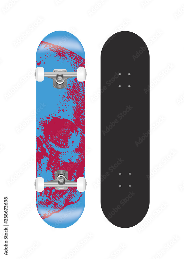 skateboard vector template illustration (with backside design) Stock ...