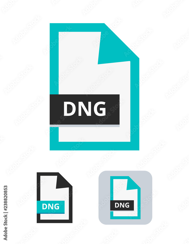 Dng file flat vector icon. Standardized professional photo raw format ...