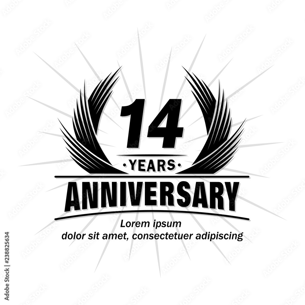 14 years design template. Anniversary vector and illustration template ...