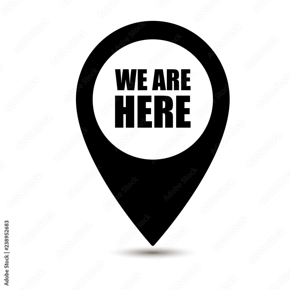 Image vectorielle Stock We are here map pointer icon isolated on white ...