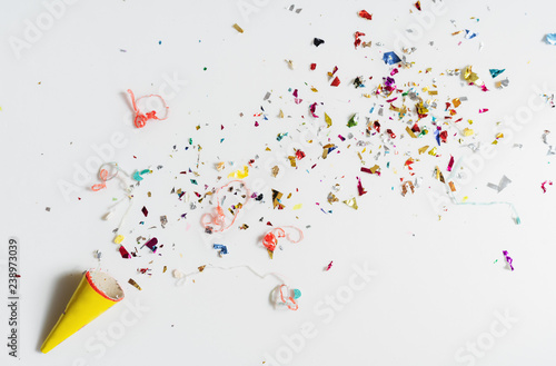 Exploding party popper on white background - Buy this stock photo and ...