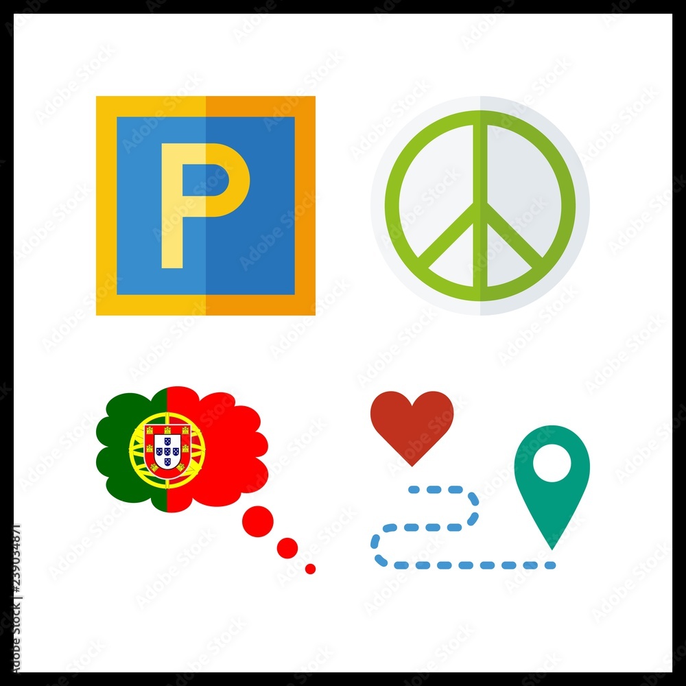 4 destination icon. Vector illustration destination set. maps and flags ...