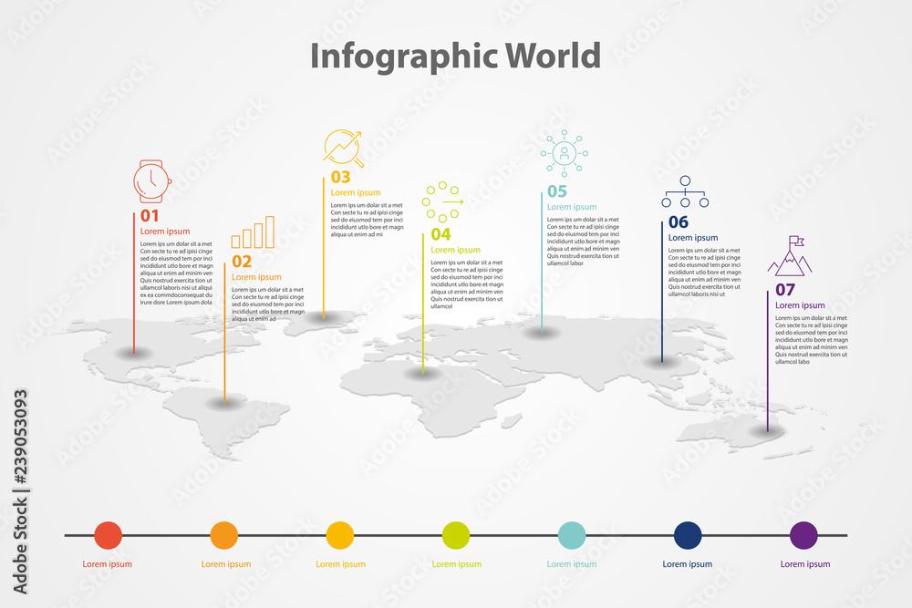 infographic country world map, international world flags, continents ...