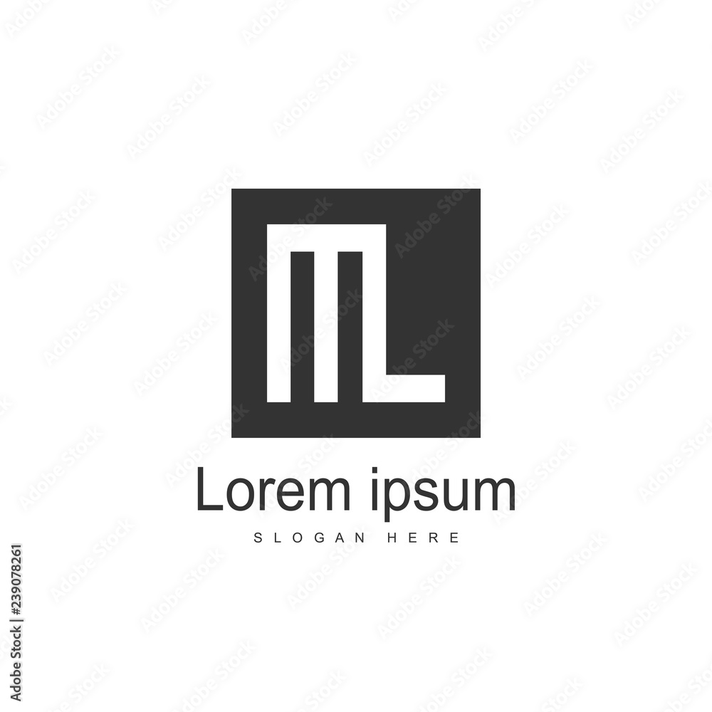 Initial Letter ML Logo template design. Minimalist letter logo Stock ...