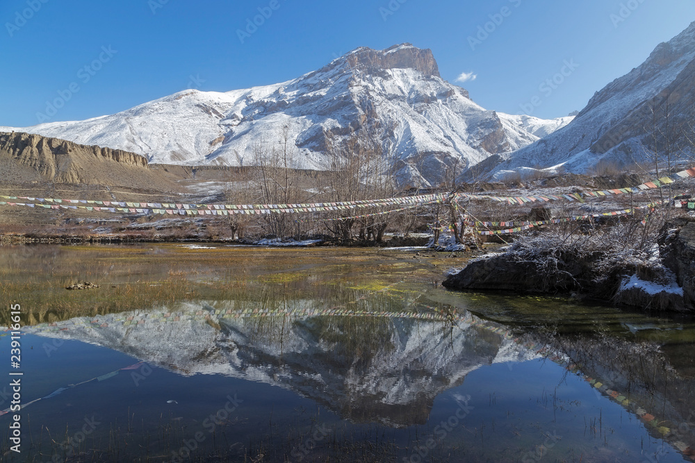 Landscape of Muktinath village in lower Mustang District, Nepal Stock ...