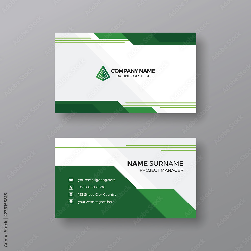 Abstract green business card design template Stock Vector | Adobe Stock