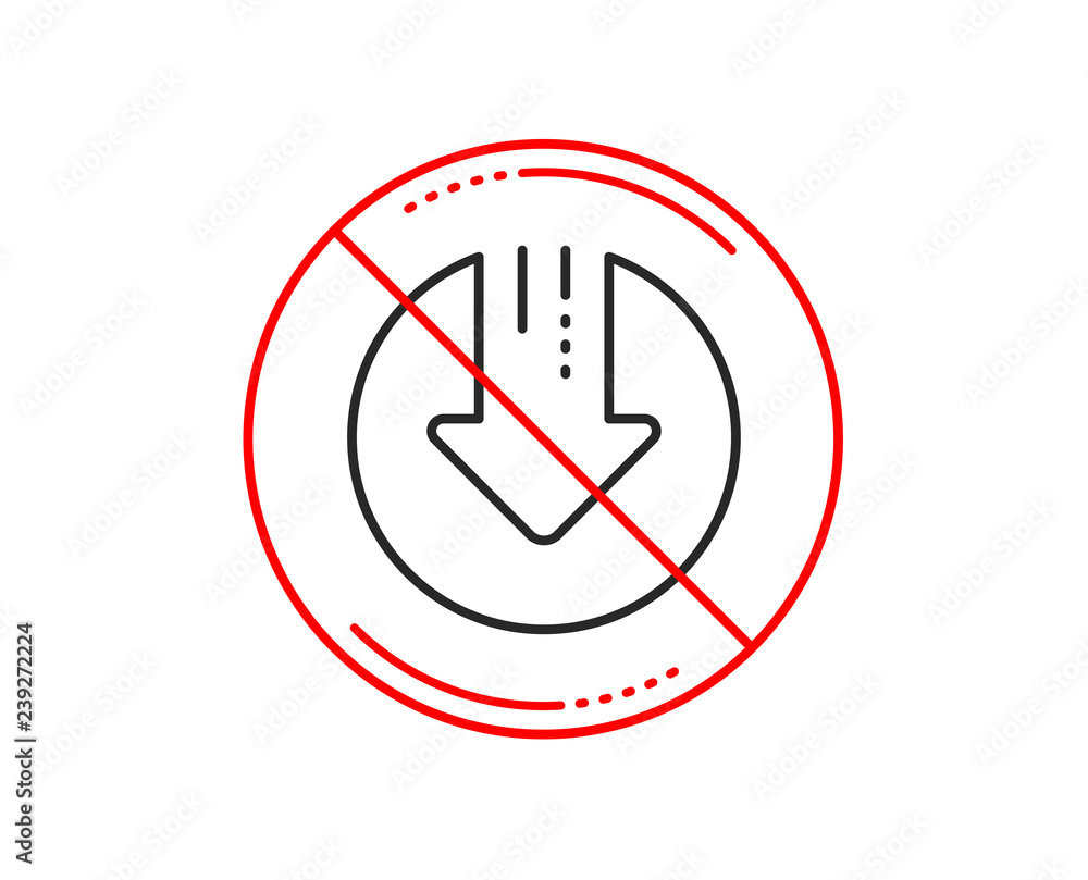 No or stop sign. Download line icon. Down arrow sign. Discount symbol ...