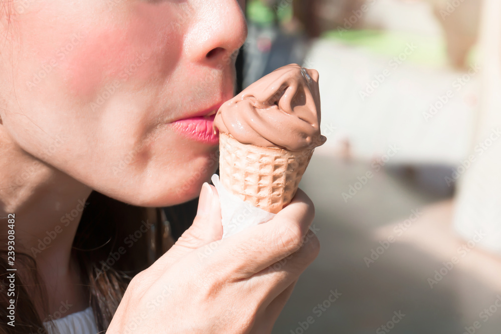 Sexy women eating ice cream cone Stock Photo | Adobe Stock