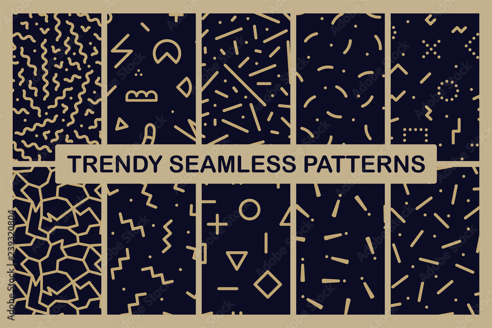 Set of memphis seamless patterns. Fashion 80-90s. You can find seamless ...