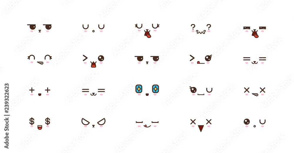 Kawaii smile emoticons. Japanese emoji Stock Vector | Adobe Stock