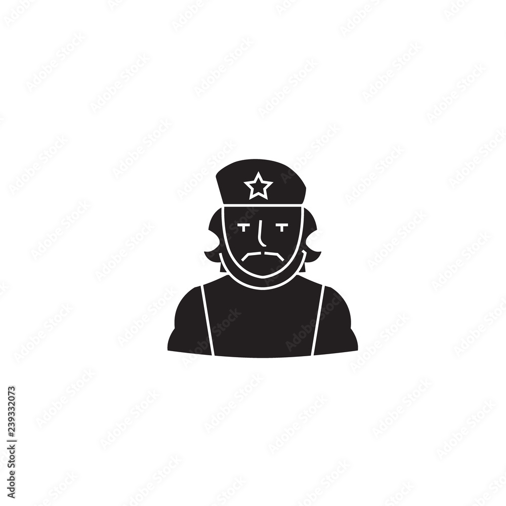 Che guevara black vector concept icon. Che guevara flat illustration ...