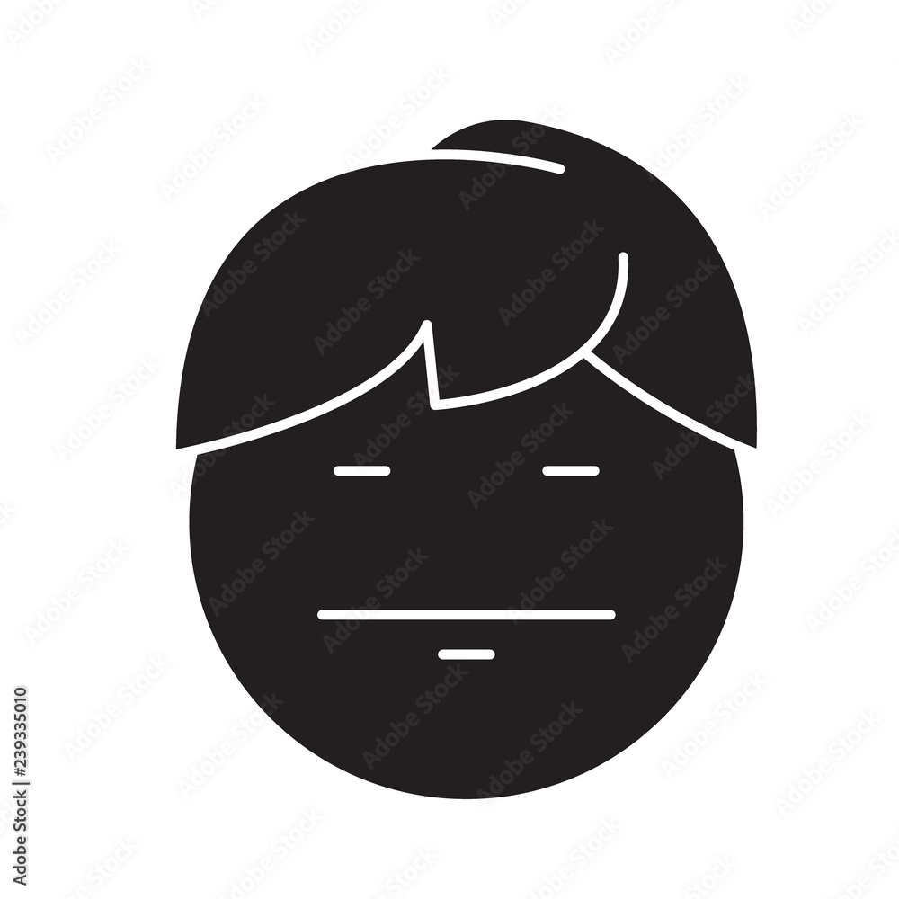 Emo emoji black vector concept icon. Emo emoji flat illustration, sign ...