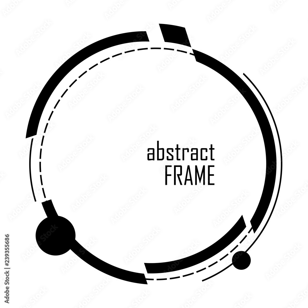 Modern abstract vector banner. Flat geometric circle shaped frame ...