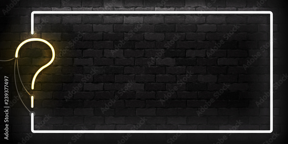 Vector realistic isolated neon sign of Question frame logo for ...