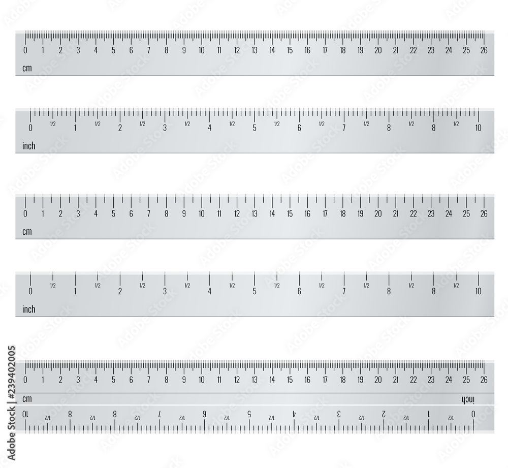 Inch and metric rulers. Centimeters and inches measuring scale cm ...