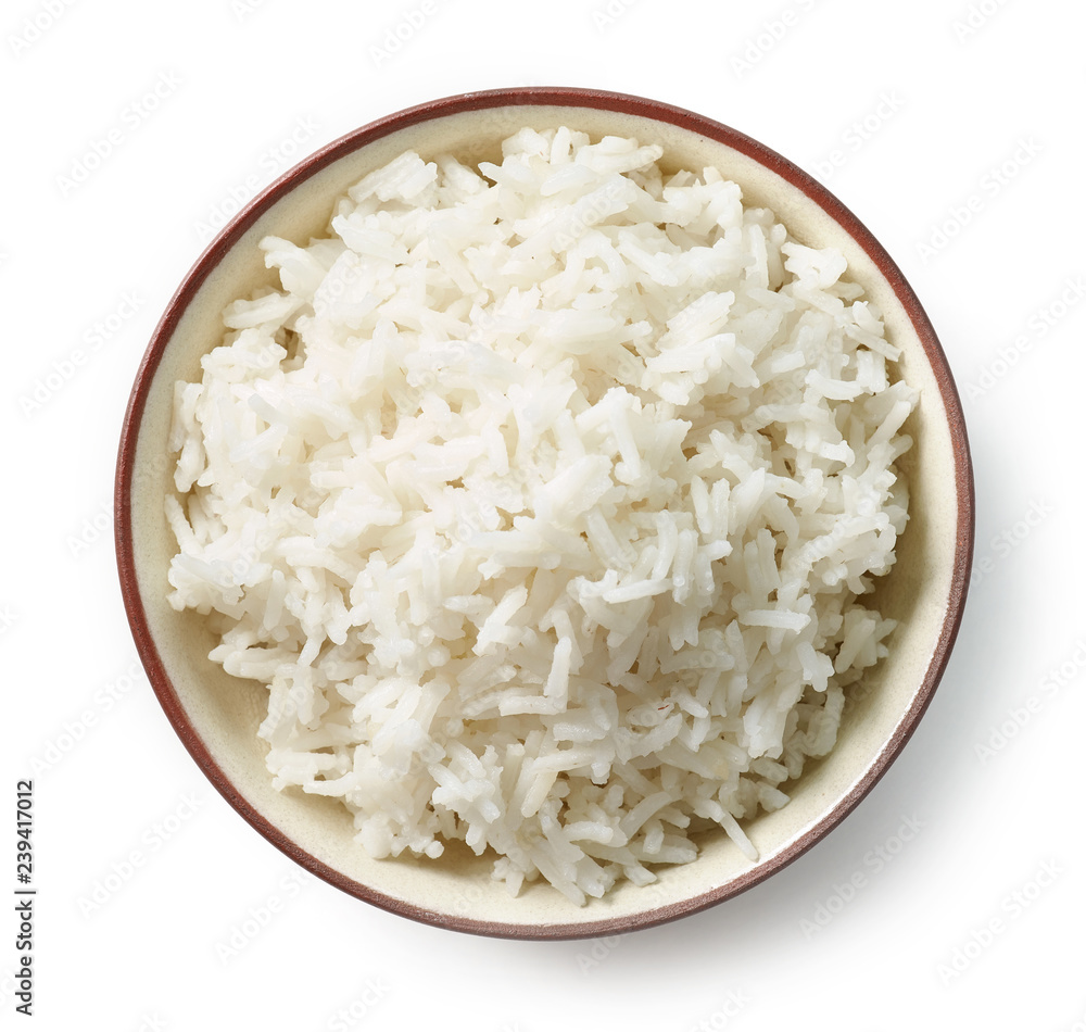 bowl of boiled rice Stock Photo | Adobe Stock