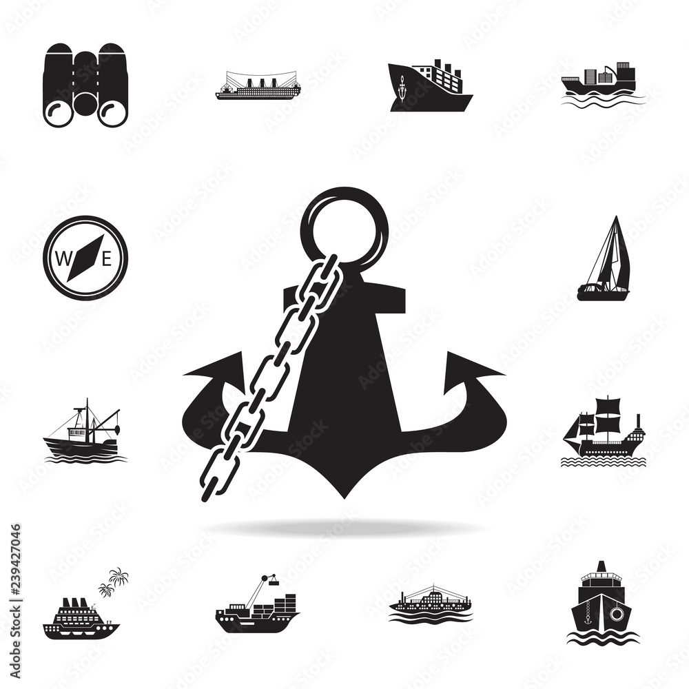 anchor with chain icon. Detailed set of ship icons. Premium graphic ...
