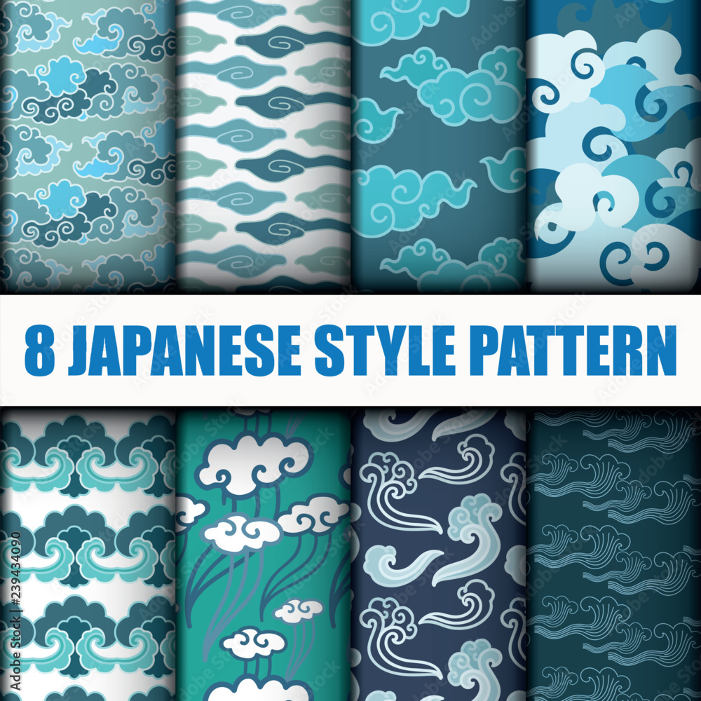 Japanese seamless patterns Vector set Stock Vector | Adobe Stock