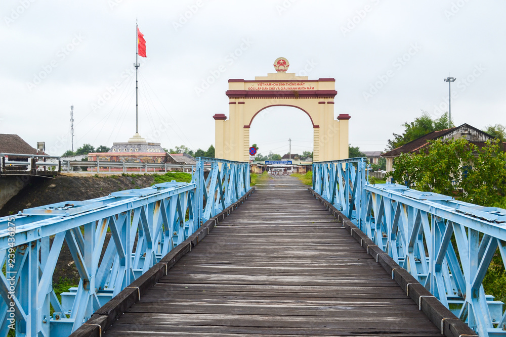 Hien Luong bridge at 17th parallel in Ben Hai River, established as a ...
