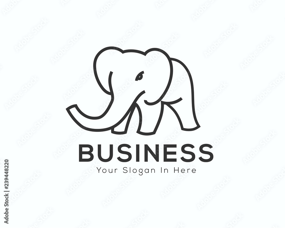 standing power elephant line art logo design inspiration Stock Vector ...