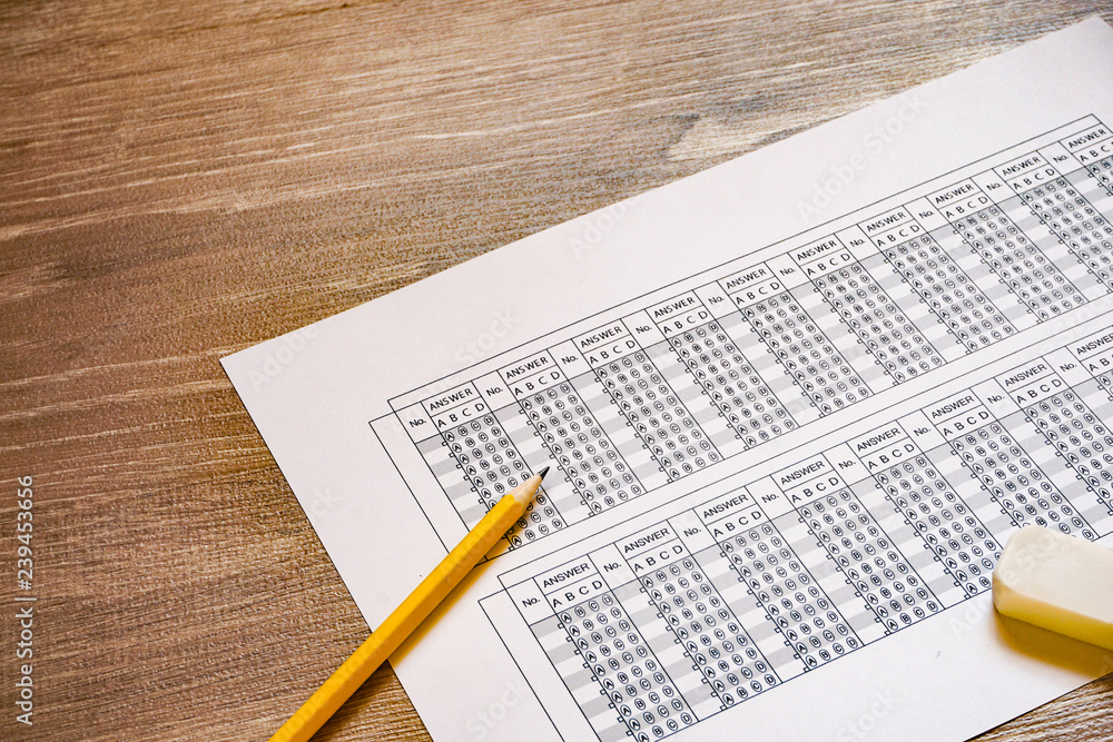 Answer sheet. mark sheet. 解答用紙 マークシート Stock Photo | Adobe Stock