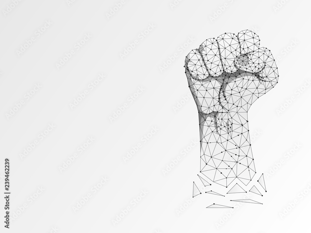 Origami Sign language S letter, raised up clenched fist gesture ...