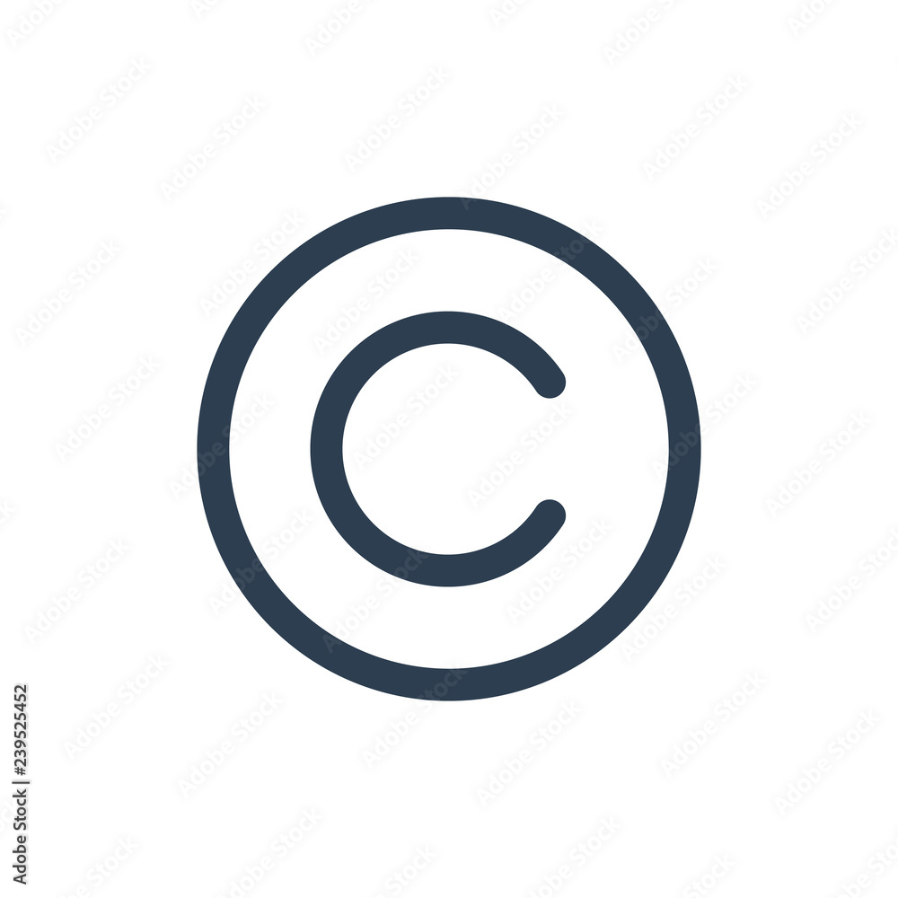 Copyright symbol isolated on transparent background. vector line art ...