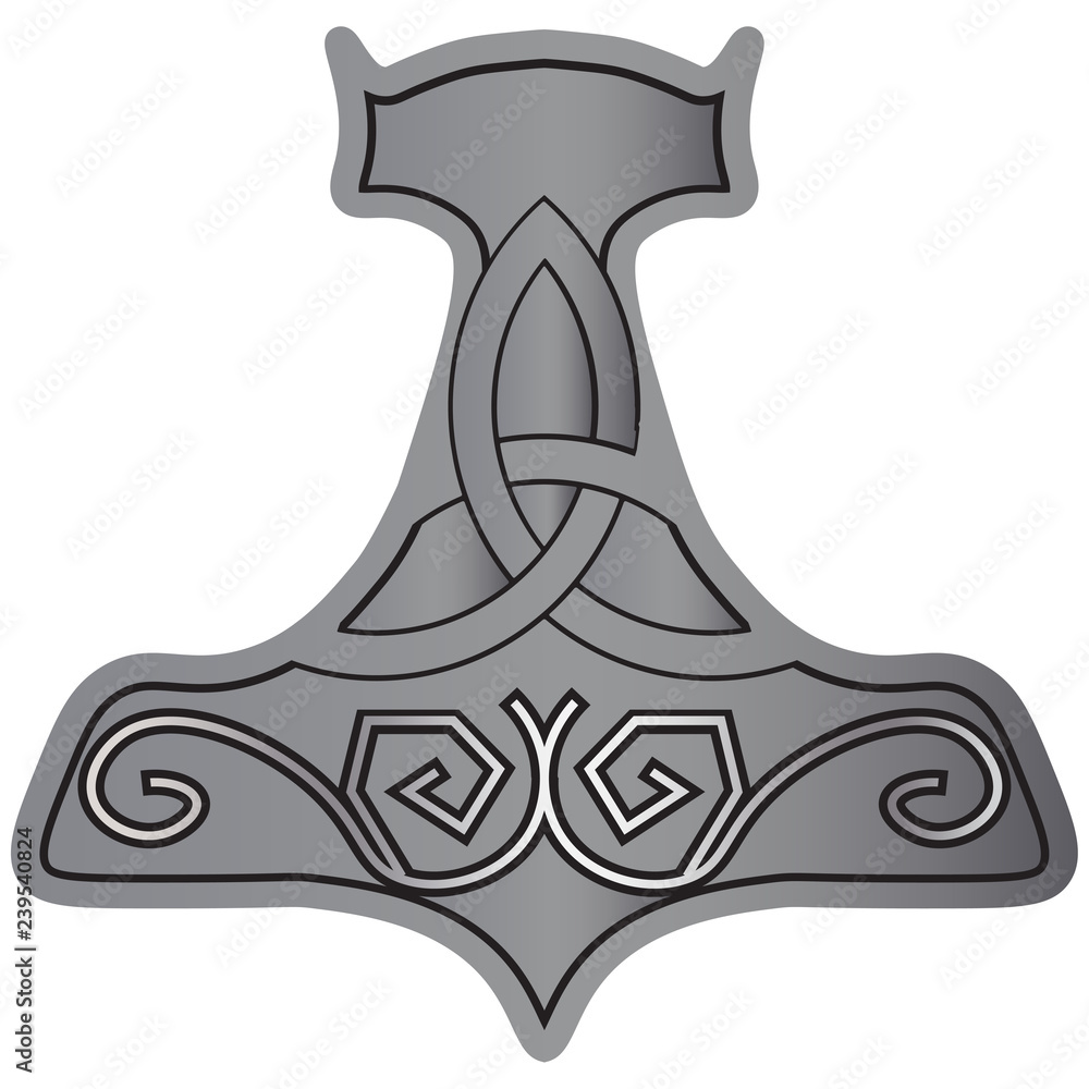 Norse Viking vector illustration: Mjolnir the hammer of Thor isolated ...