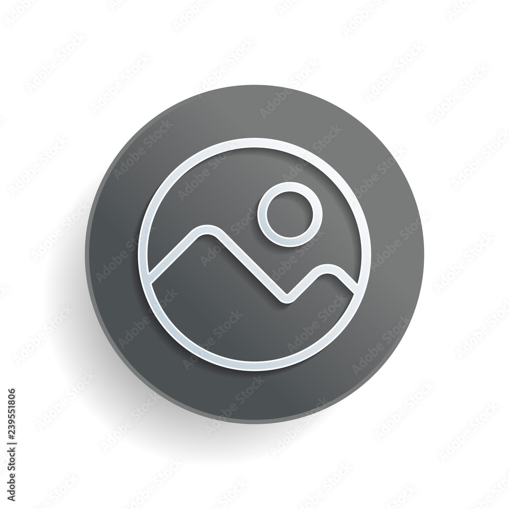 Simple picture icon. Linear symbol, thin outline. White paper symbol on ...
