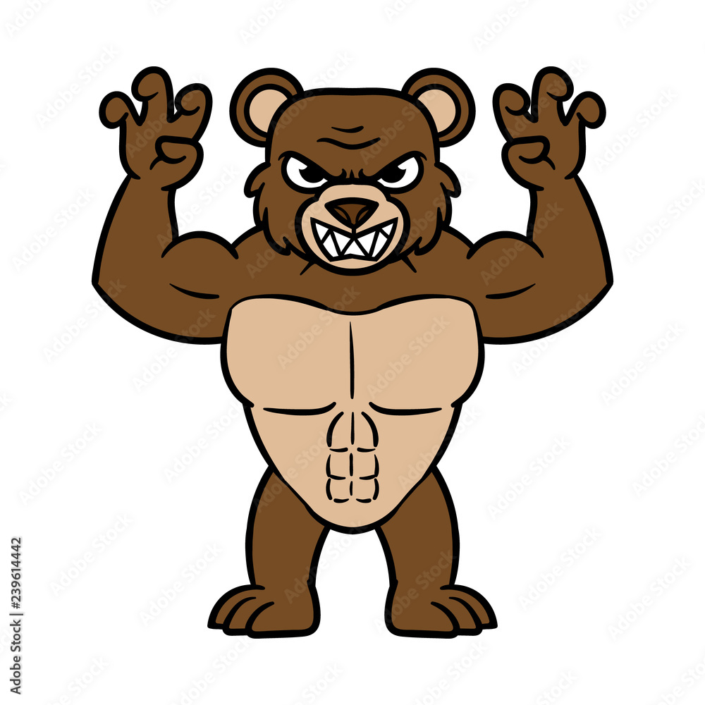 Cartoon Scary Muscular Bear Stock Vector | Adobe Stock