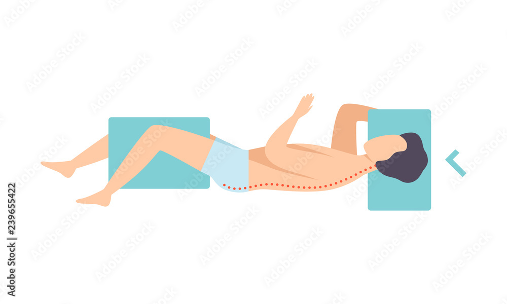 Man lying on his side, view from above, correct sleeping posture for ...