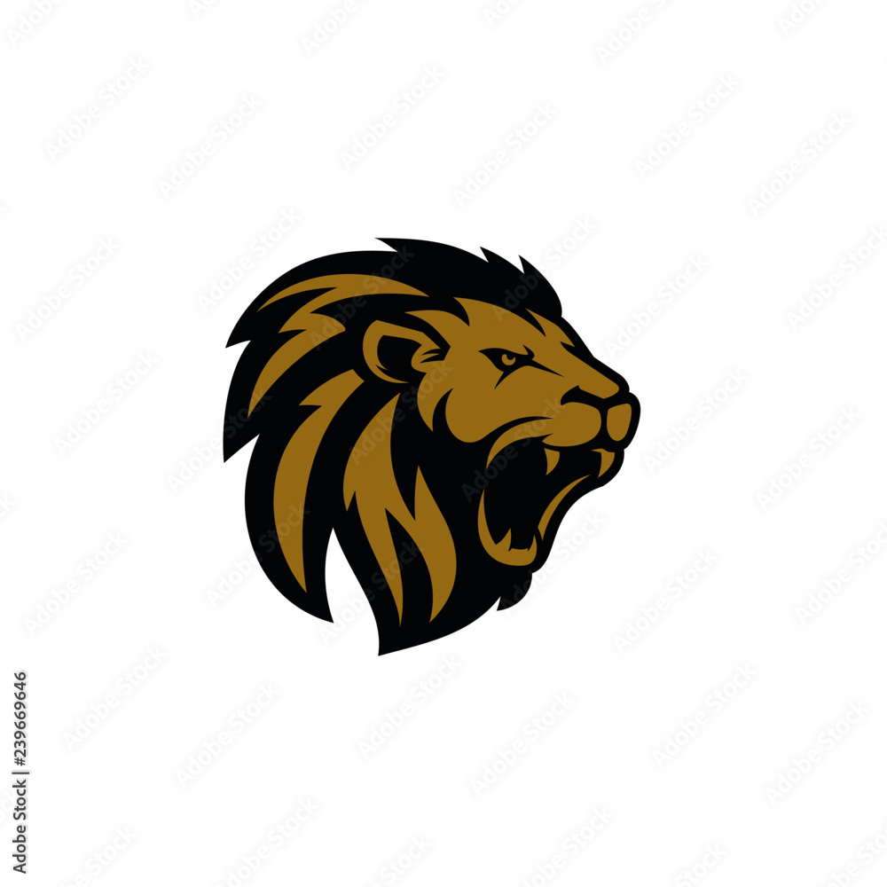 Roaring lion logo template design Stock Vector | Adobe Stock