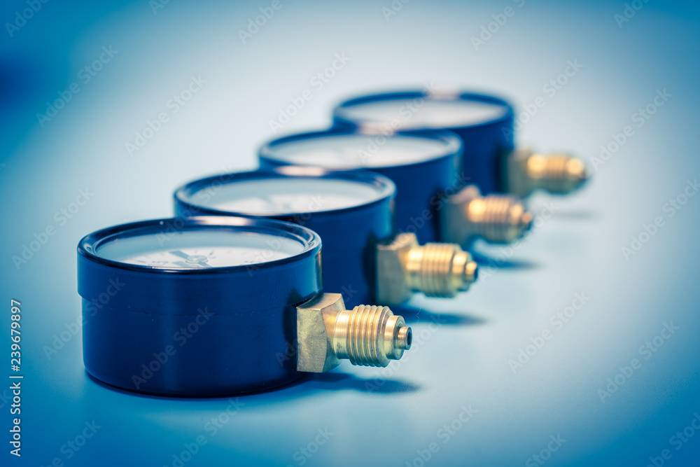 Manometry for measuring pressure. Closeup of manometer, measuring gas pressure. Stock Photo ...