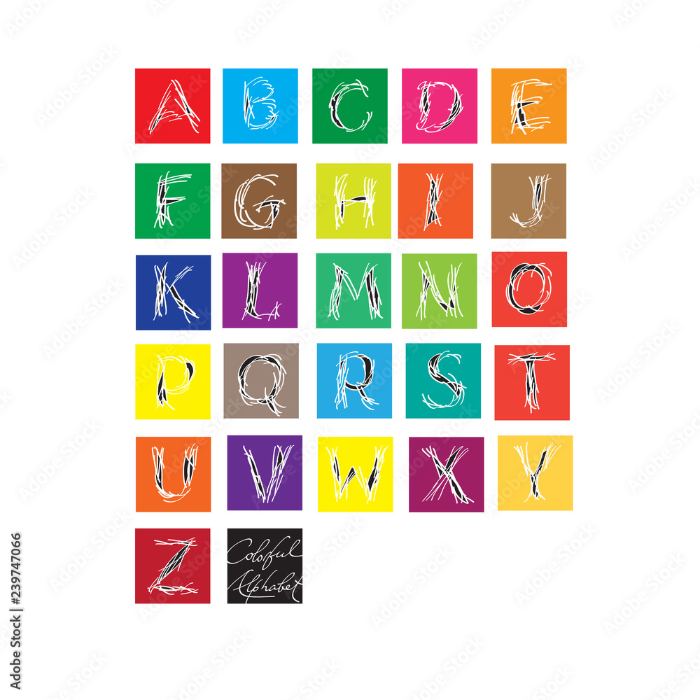 Hand drawn decorative font. Modern, colorful letters, display font ...