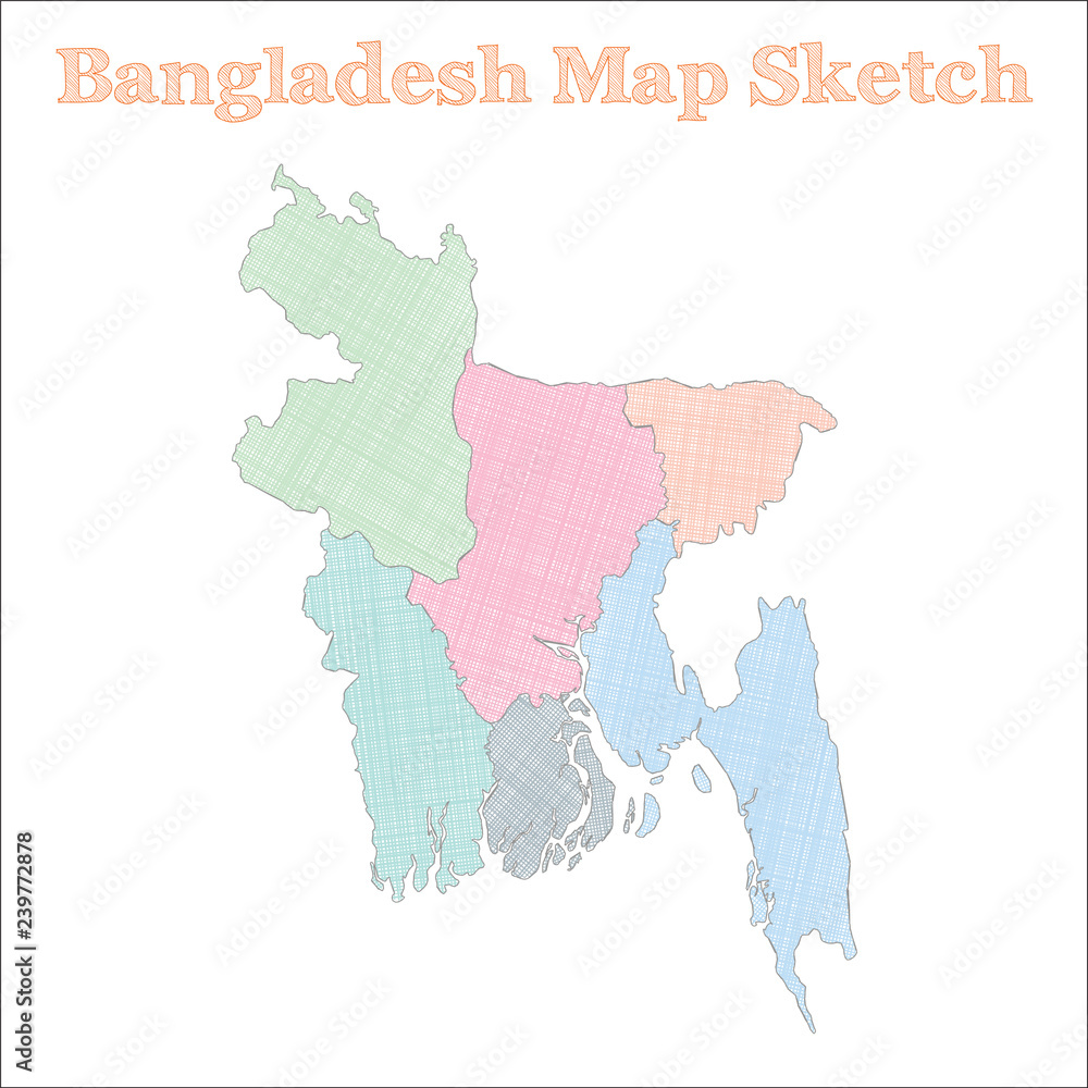 Bangladesh map. Hand-drawn country. Bewitching sketchy Bangladesh map ...