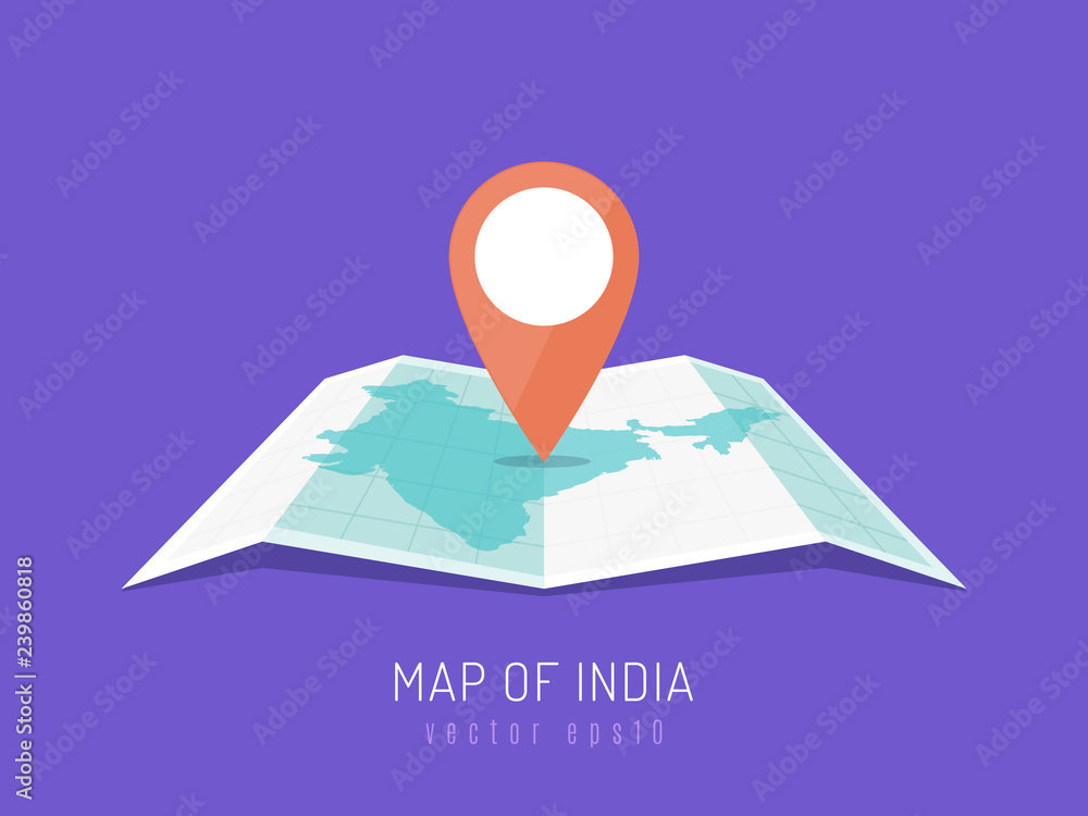 Map of India with location pin marker vector flat illustration 素材庫向量圖 ... Map of India with location pin marker vector flat illustration 素材庫向量圖 ...