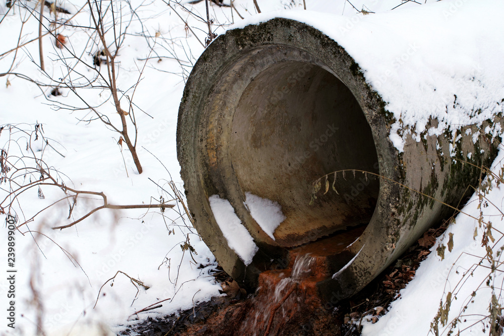 Waste water industry, sewer. Concept environmental pollution ...
