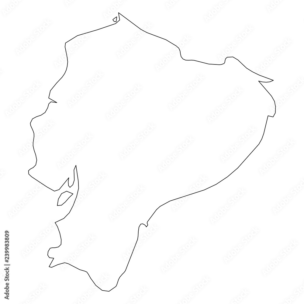 Ecuador - solid black outline border map of country area. Simple flat ...