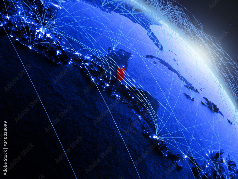 Belize from space on model of blue digital planet Earth. Concept of ...