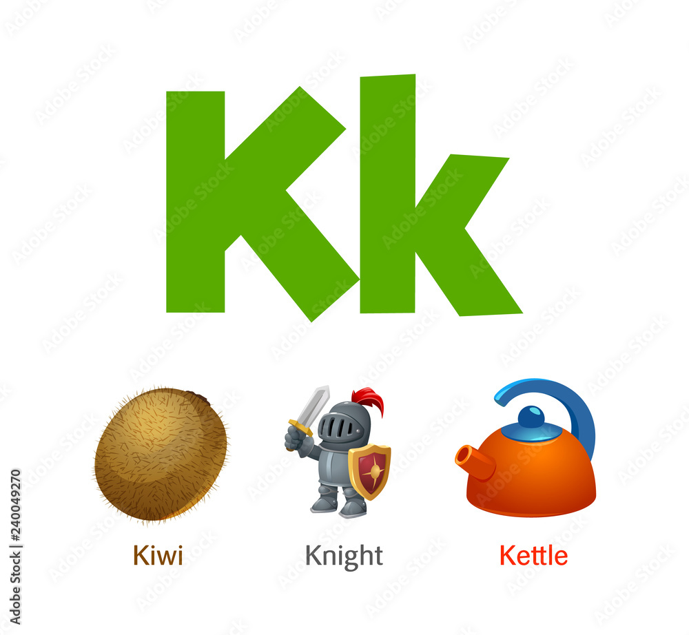 Cute children ABC animal alphabet flashcard words with the letter K for ...