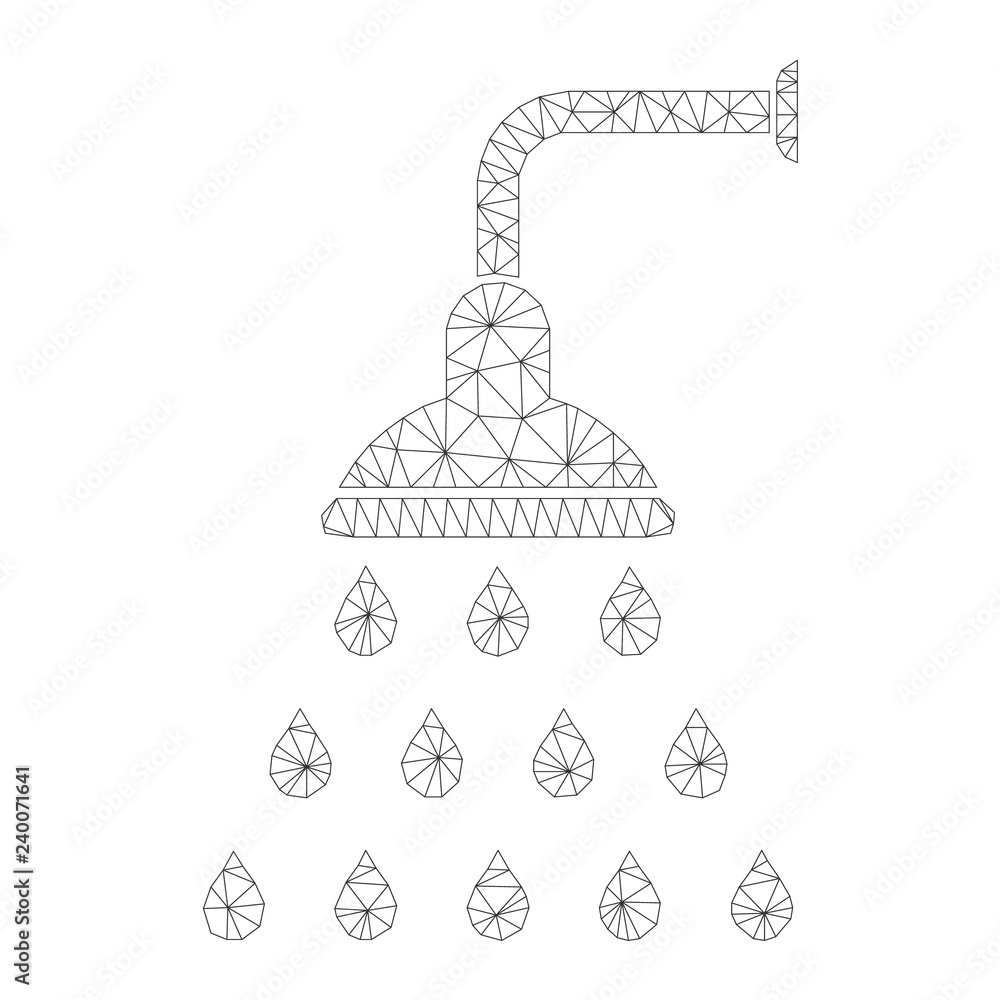 Mesh vector shower icon on a white background. Mesh carcass grey shower ...