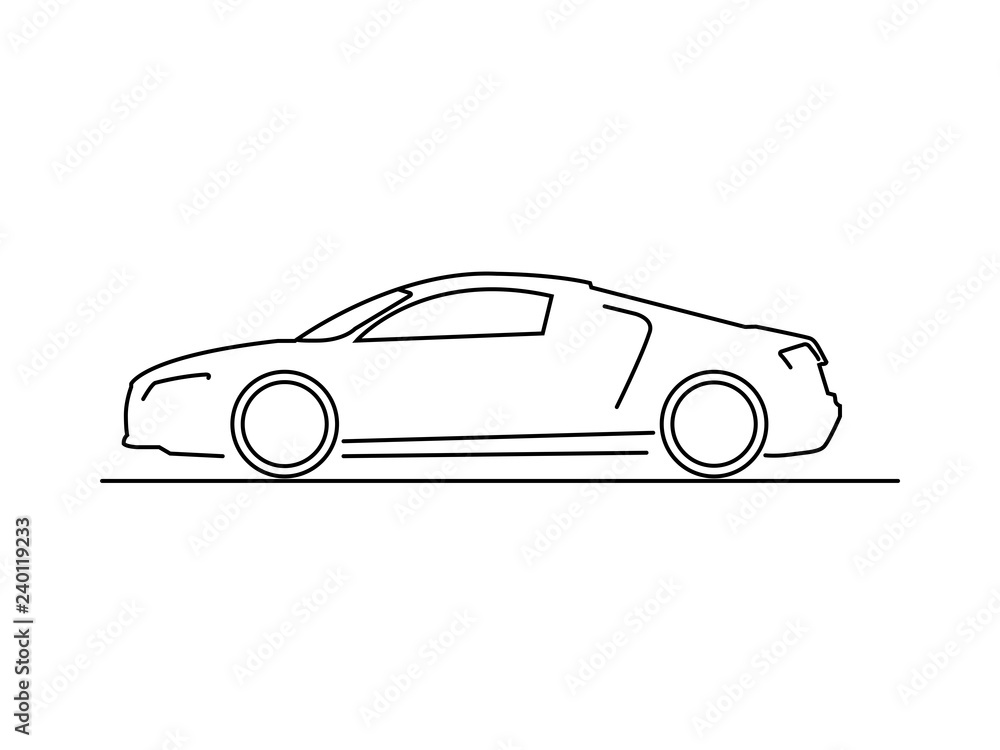 Sports car side view line drawing white background vector Stock Vector ...