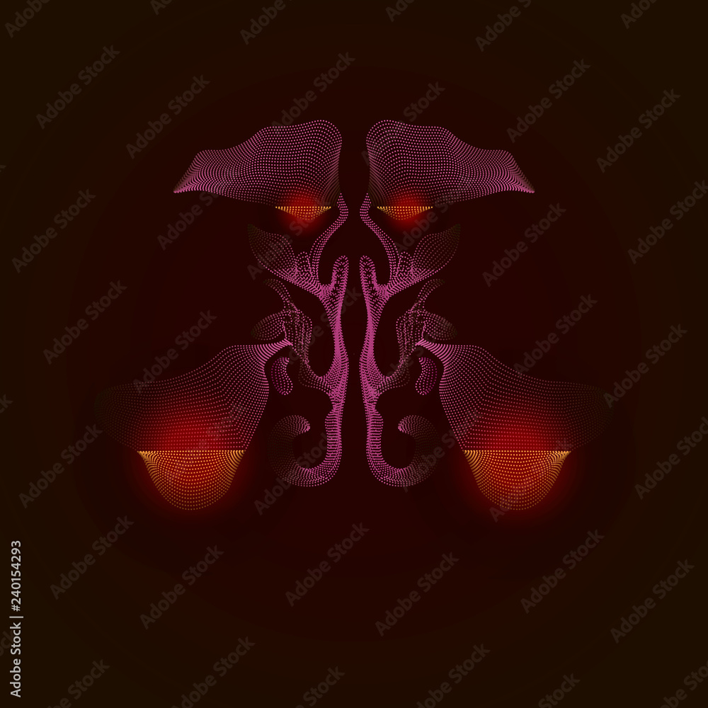 stylized from points of the maxillary sinuses with a point of pain and ...