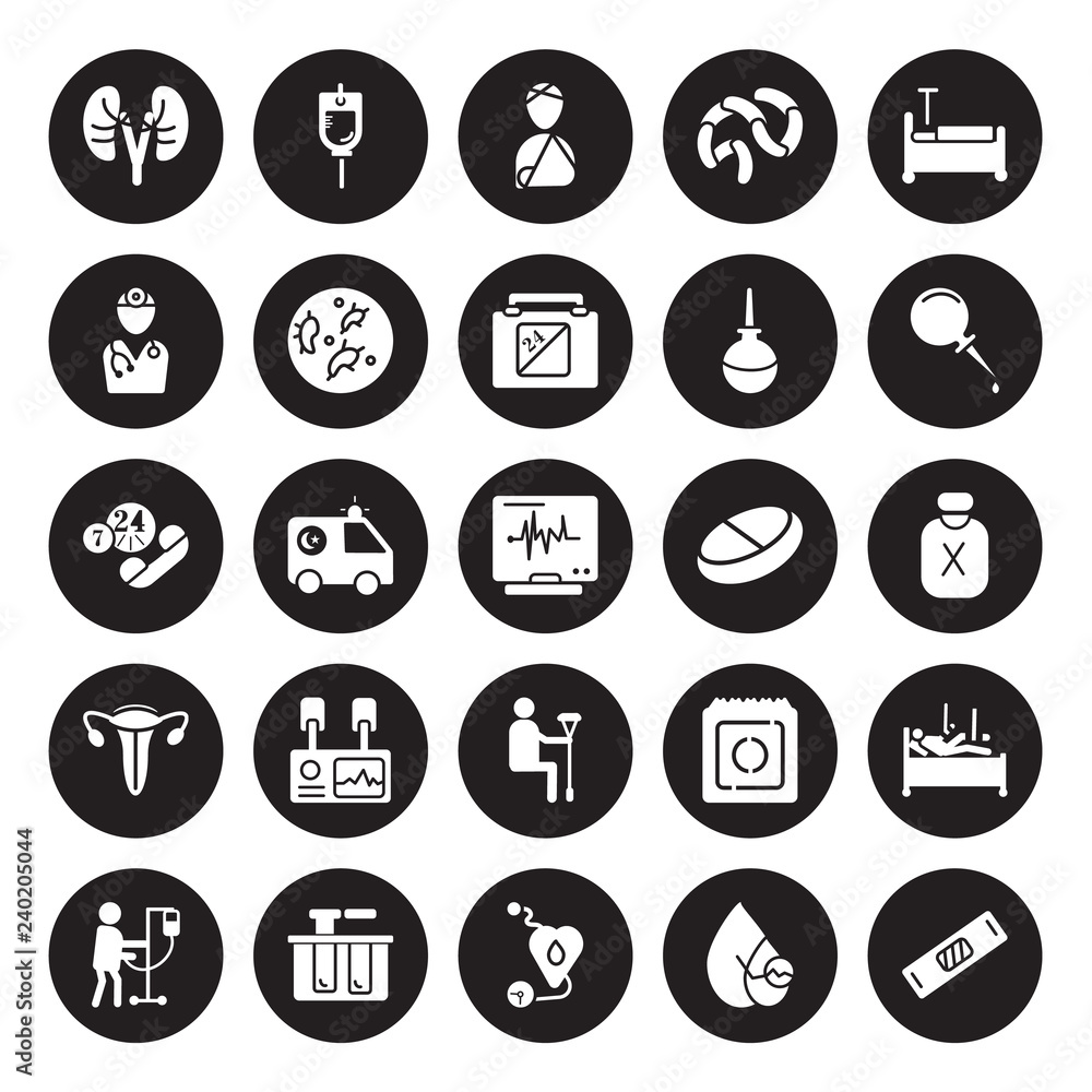 25 vector icon set : Epidermis, Ampoule, Antibiotics, Blood donation ...