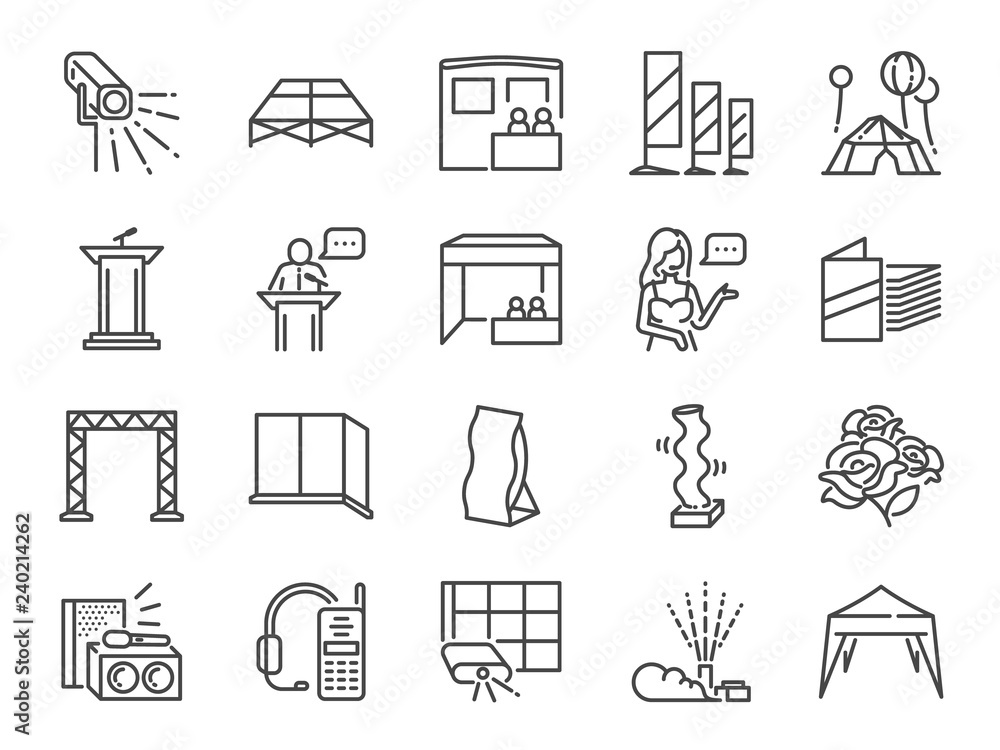 Special event line icon set. Included the icons as expo, festival ...