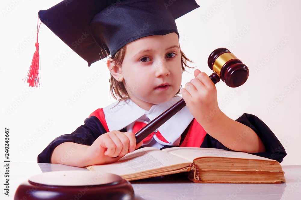 Judge gavel with Justice lawyers, humorous portrait of cute little ...