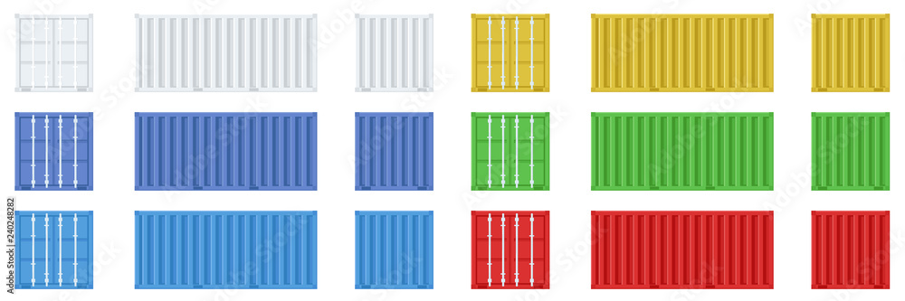 Cargo container set isolated on white background. Colorful box from ...