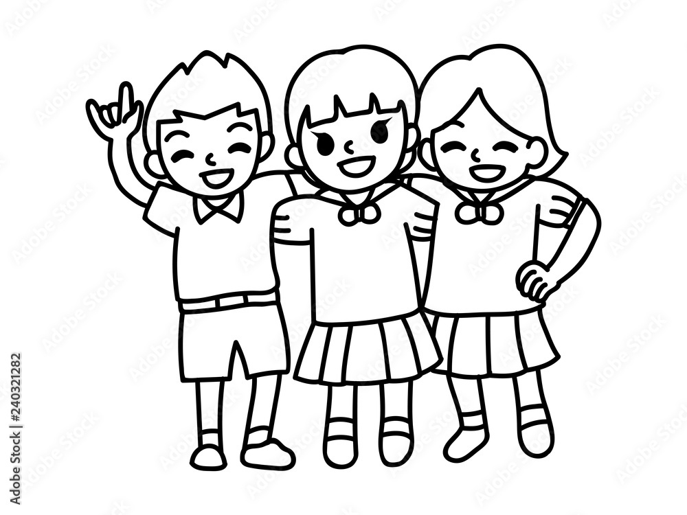 Friends forever Character concept, doodle hand drawing cartoon ...