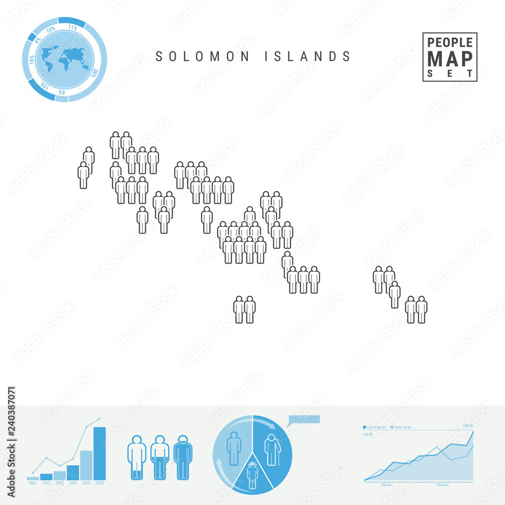 Solomon Islands People Icon Map. Stylized Vector Silhouette of Solomon ...