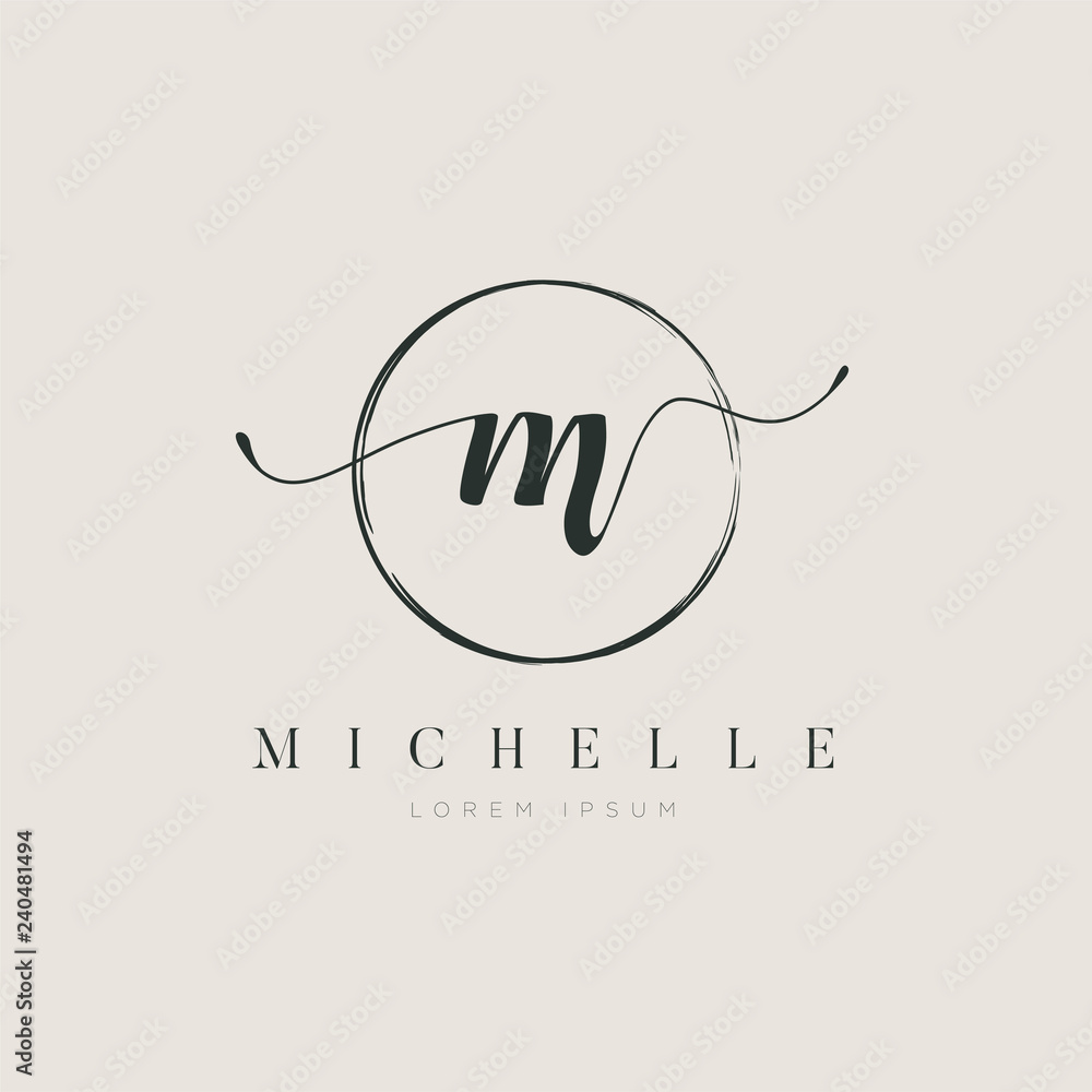 Simple Elegant Letter M Logo With Circle Brush Stock Vector | Adobe Stock